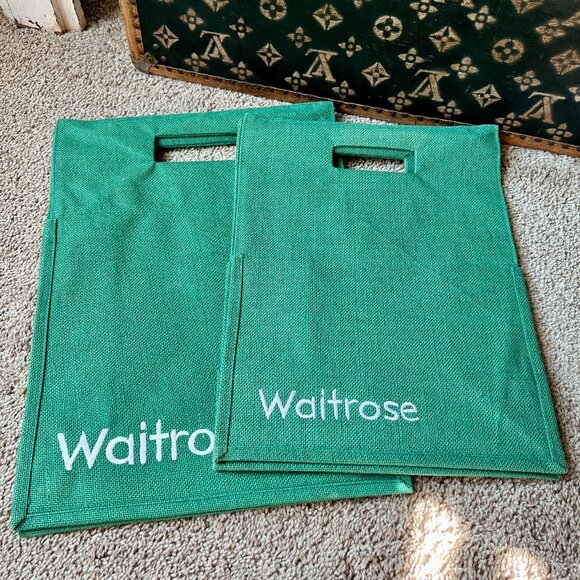 Waitrose | Bags | Waitrose Green Reusable Burlap Grocery Bags Aso Kate ...